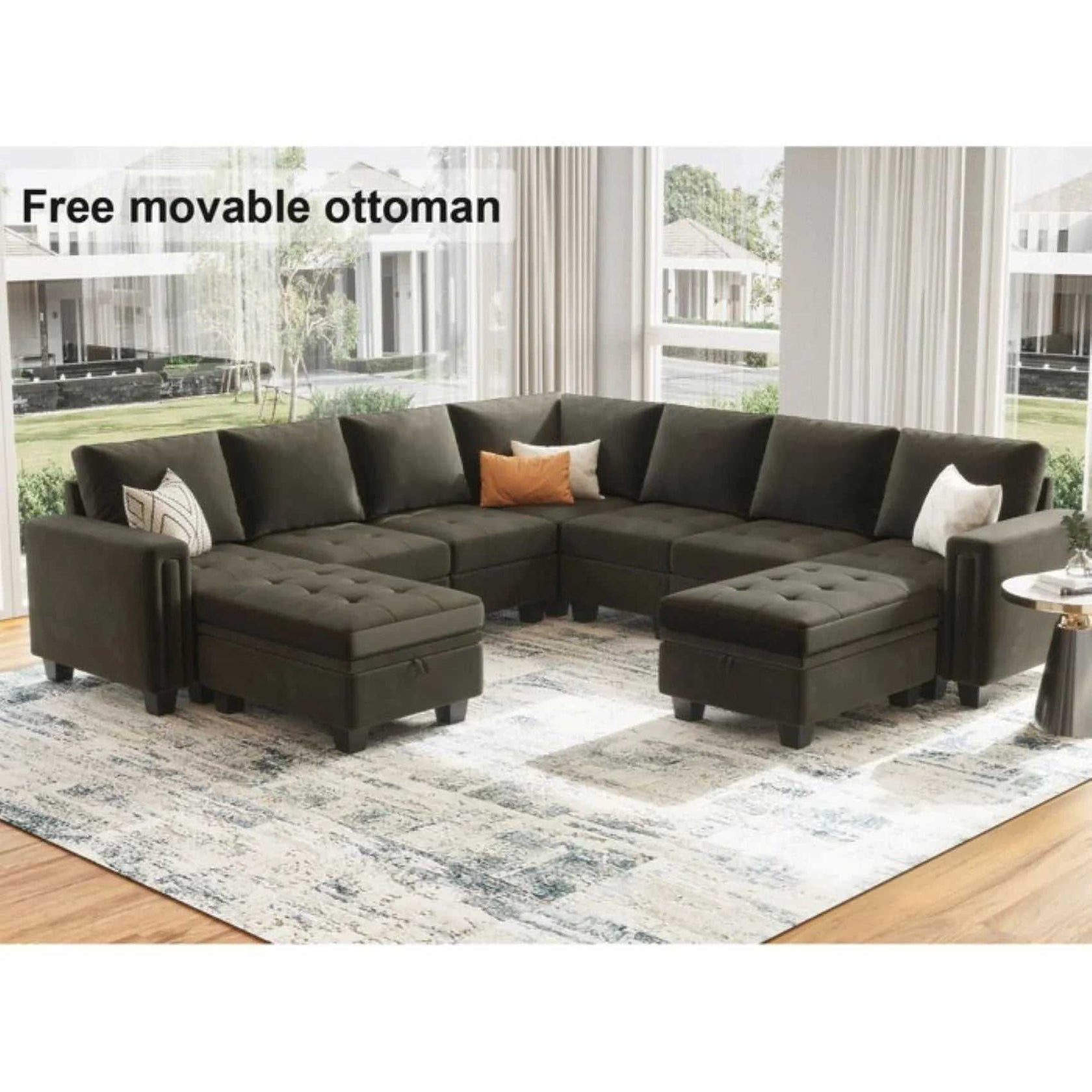 Moris 8 Seater Interchangeable Modular Corner Fabric Sofa with Storage – Torque India
