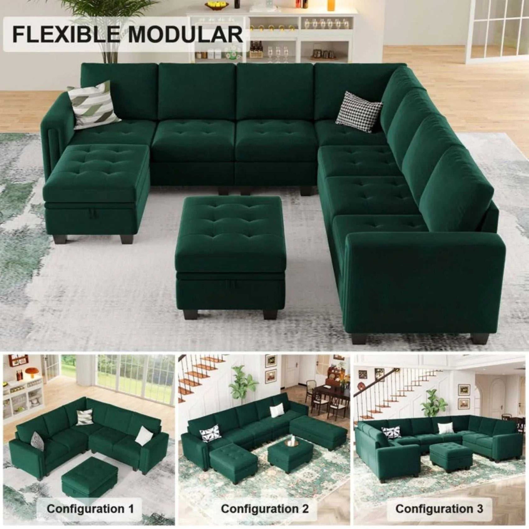 Moris 8 Seater Interchangeable Modular Corner Fabric Sofa with Storage – Torque India