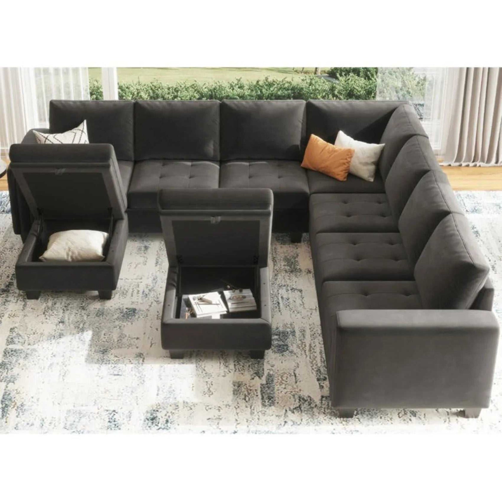 Moris 8 Seater Interchangeable Modular Corner Fabric Sofa with Storage – Torque India