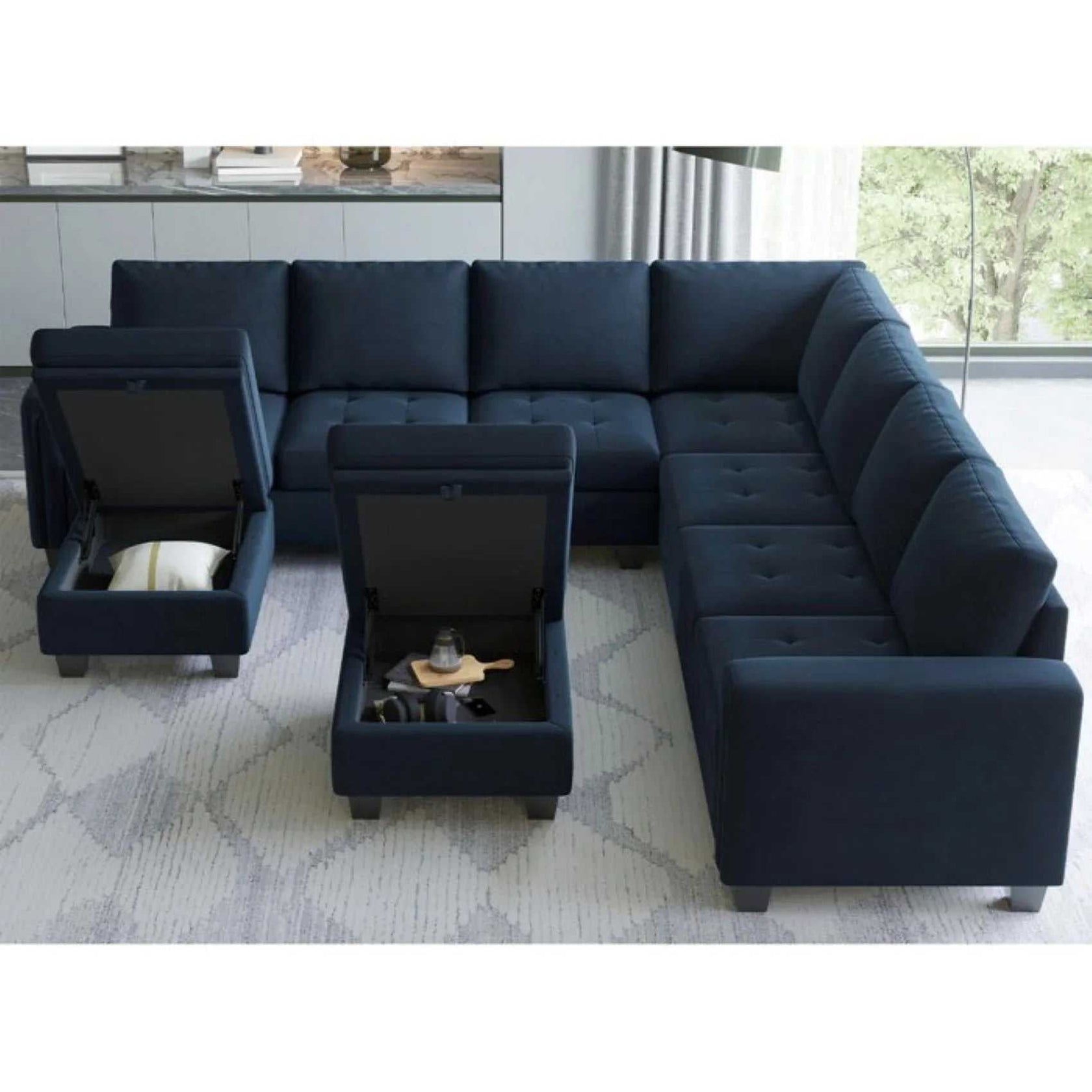 Moris 8 Seater Interchangeable Modular Corner Fabric Sofa with Storage – Torque India
